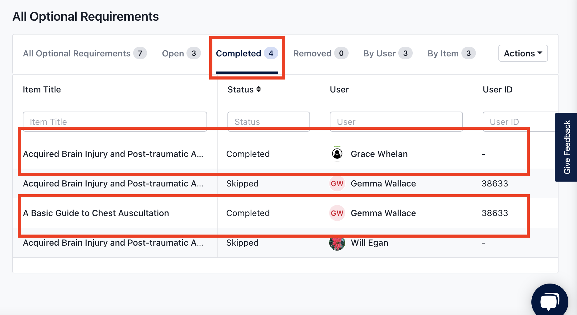 Mark optional requirements as completed